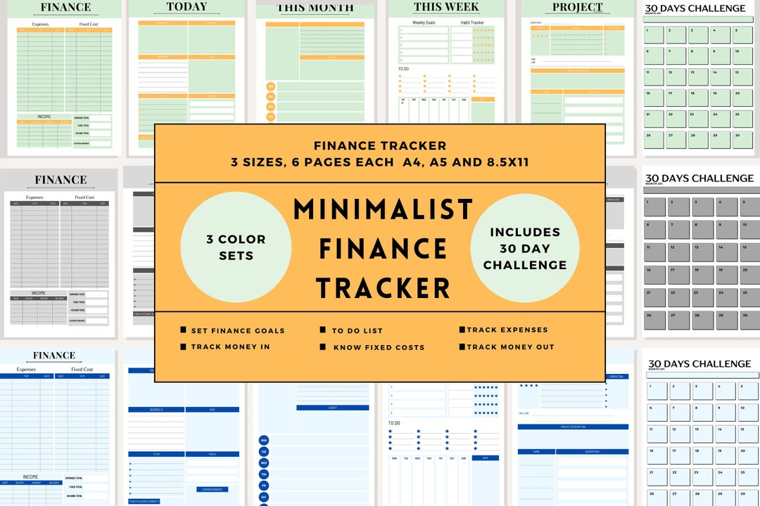 Minimalist FINANCE Tracker Templates, Edit in Canva and Includes 30 Day ...