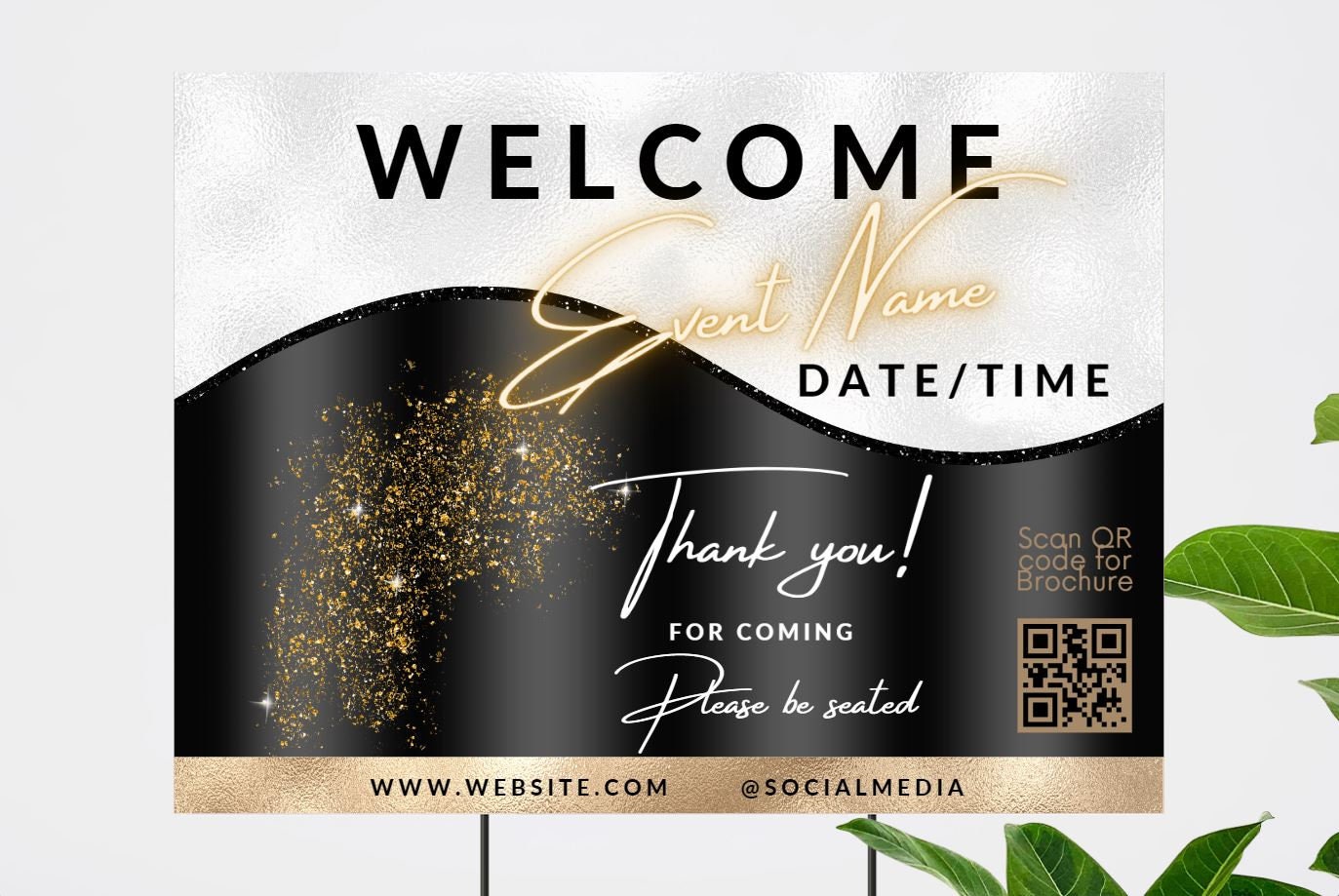 Graduation Event Welcome Banner YARD Sign Bundle Template Bonus QR Code ...