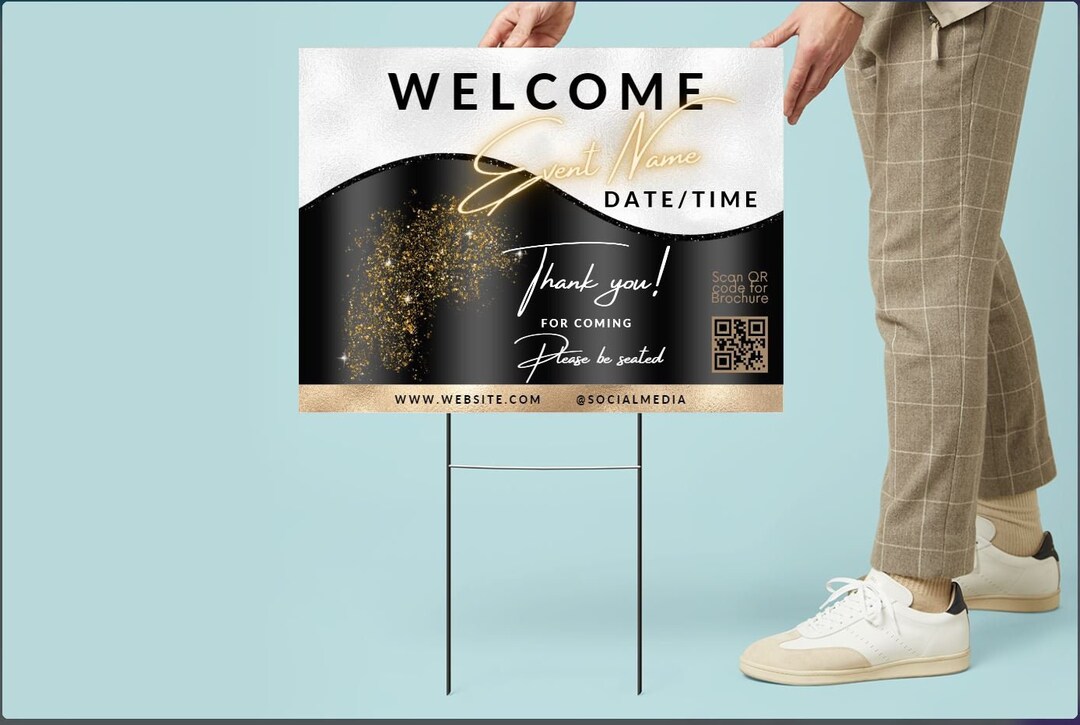 Event Welcome YARD Sign Bundle Template, Bonus QR Code Instructions ...