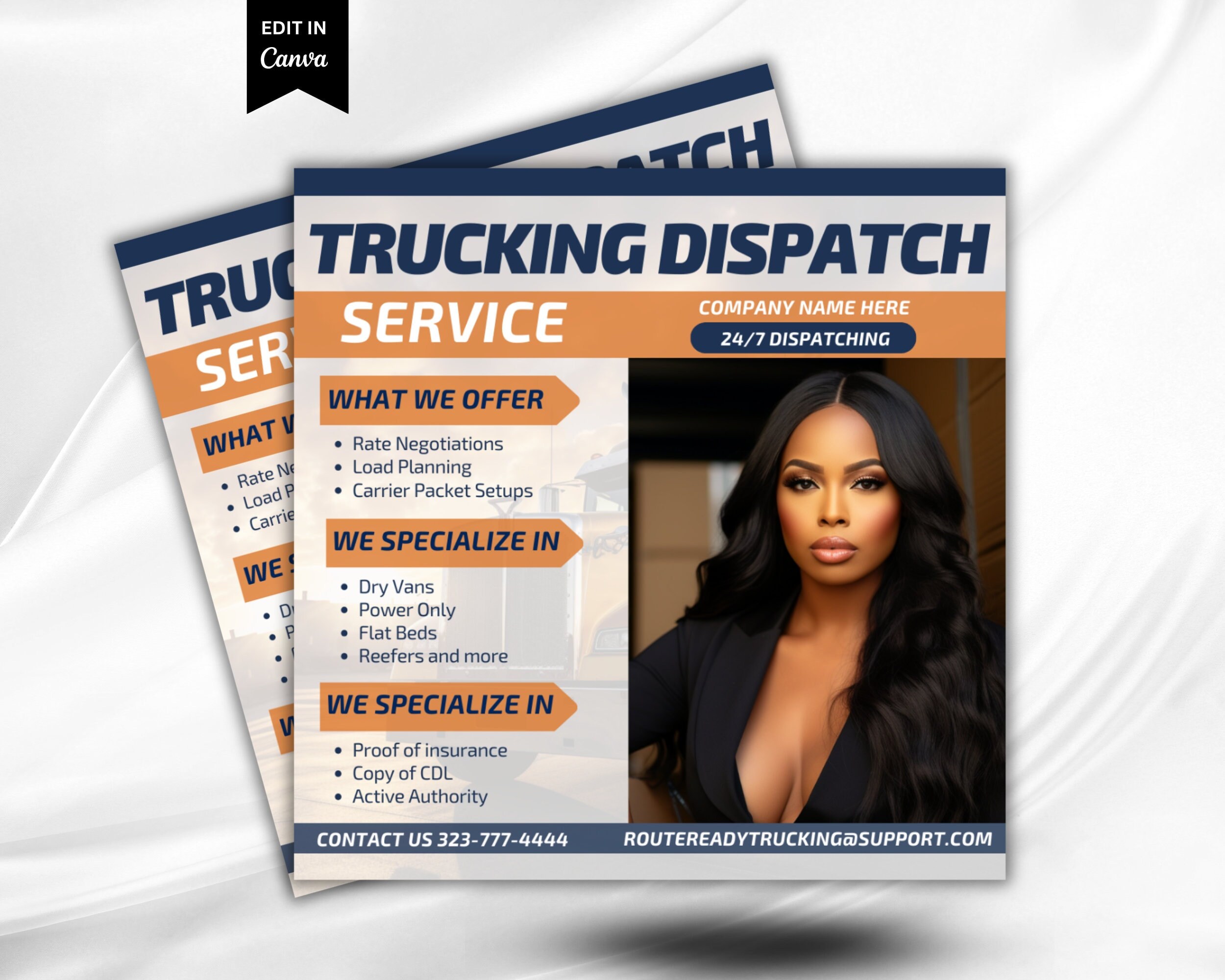 Trucking Dispatch Flyer Template: Editable Logistics Business Design ...