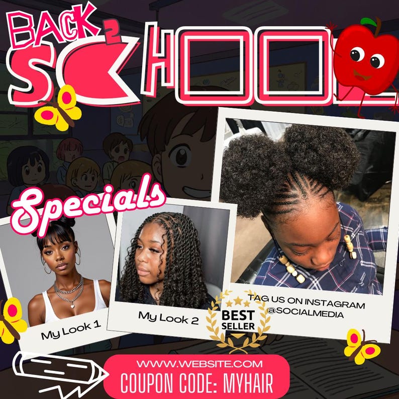 Editable Canva Template | Hair Flyer| Back to School Template | Social ...