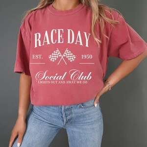 Race Day Social Club Comfort Colors® Tee, Checkered Flag Shirt, Sunday ...