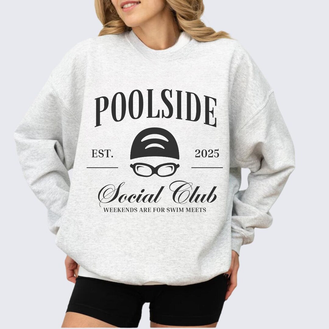 Poolside Social Club Sweater, Custom Swim Mom Sweatshirt, Personalized ...