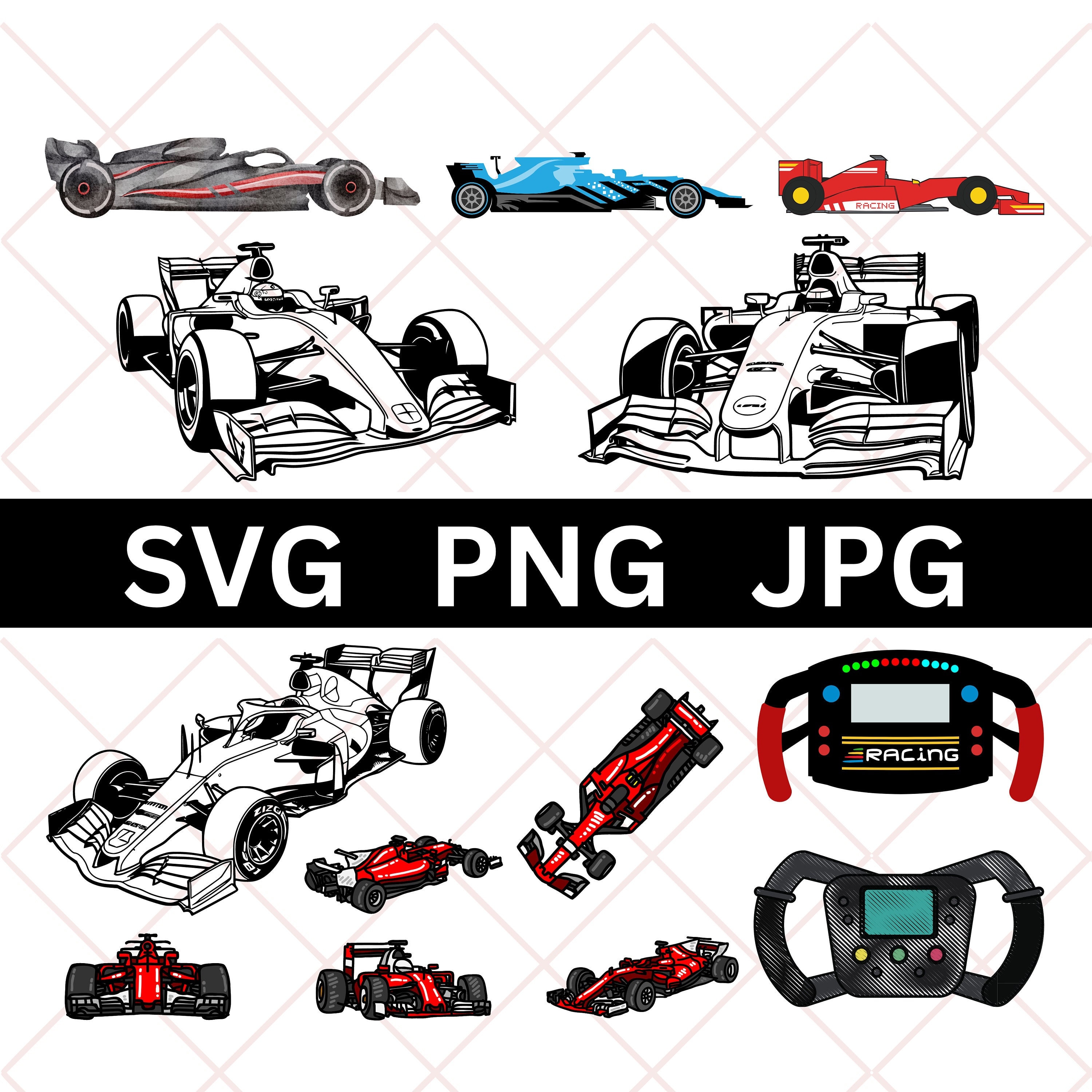 Race Car SVG Bundle, Formula 1 Svg, F1 Car Steering Wheel Svg, Formula ...