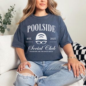 Poolside Social Club T-shirt, Custom Swim Mom Comfort Colors® Tee ...