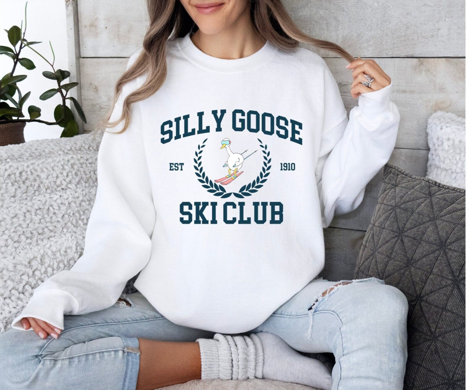 Silly Goose Ski Club Crewneck Sweatshirt, Ski Sweatshirt, Ski Sweater ...