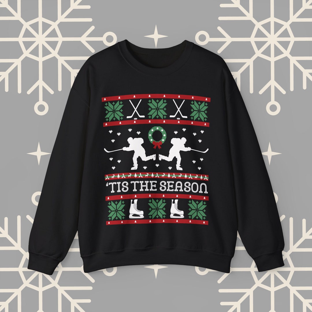 Tis the Season Hockey Christmas Sweatshirt, Ugly Christmas Sweater ...