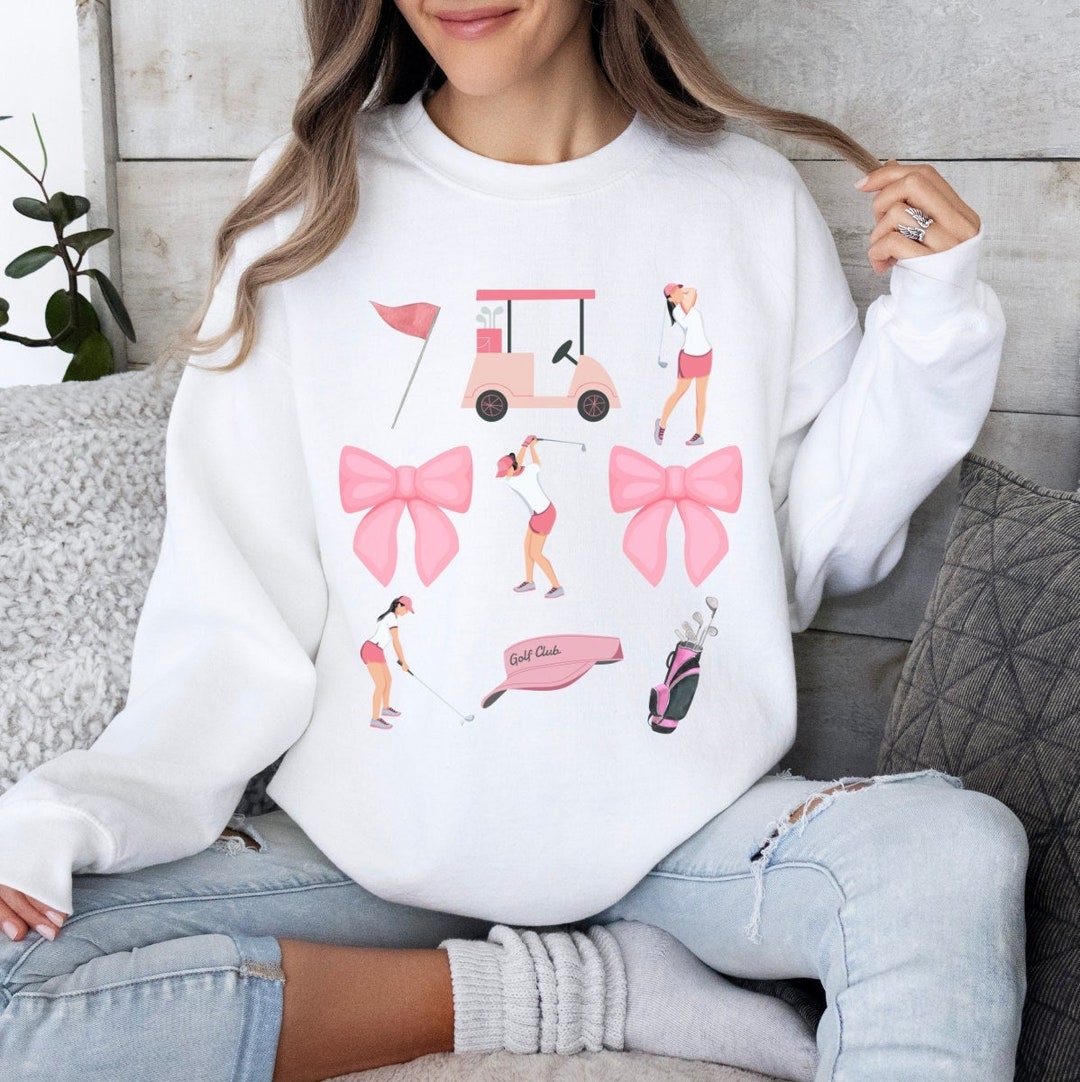 Ladies Golf Sweatshirt, Pink Golfing Sweater, Golf Crewneck for Women ...