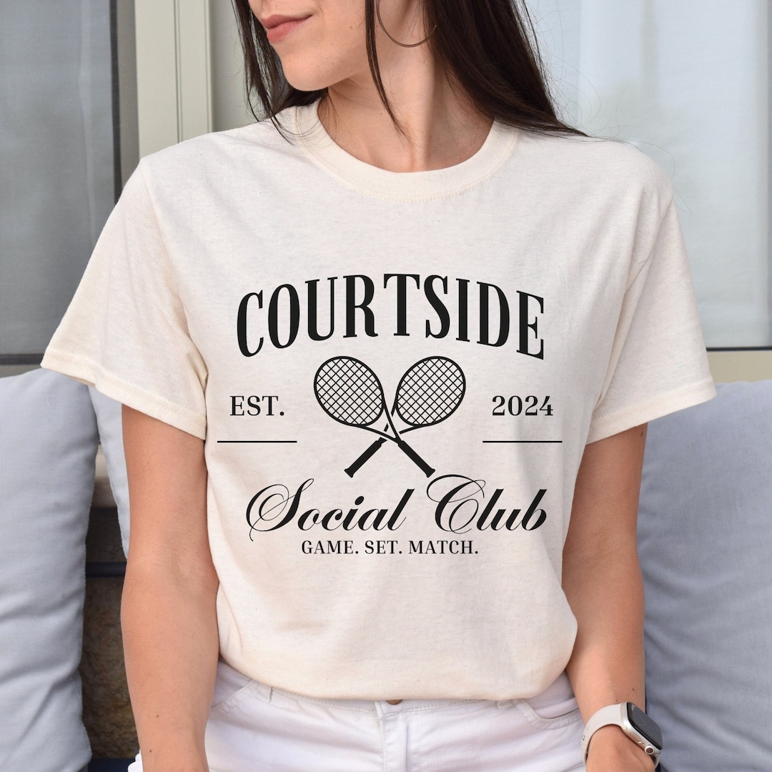 Courtside Social Club Short Sleeve T-shirt, Custom Tennis Shirt, Preppy ...