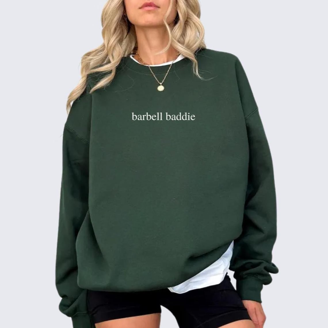 Barbell Baddie Sweatshirt: Oversized Gym Pump Cover, Workout Sweater ...
