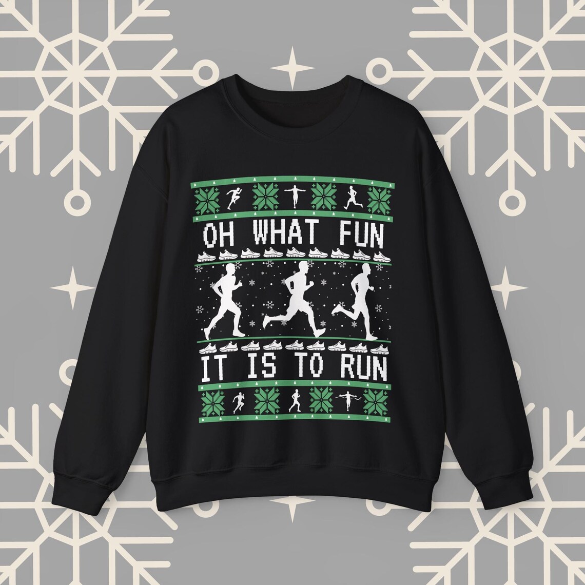 Men's Christmas Running Sweatshirt, Runner Ugly Christmas Sweater ...