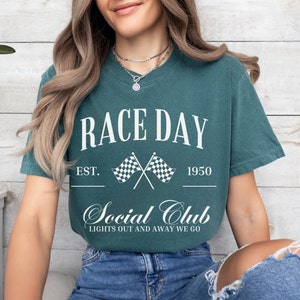 Race Day Social Club Comfort Colors® Tee, Checkered Flag Shirt, Sunday ...