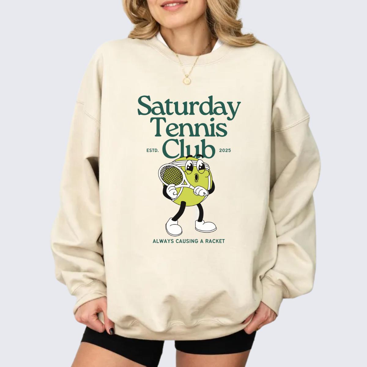 Retro Saturday Tennis Club Sweatshirt: Funny Tennis Sweater for Women ...