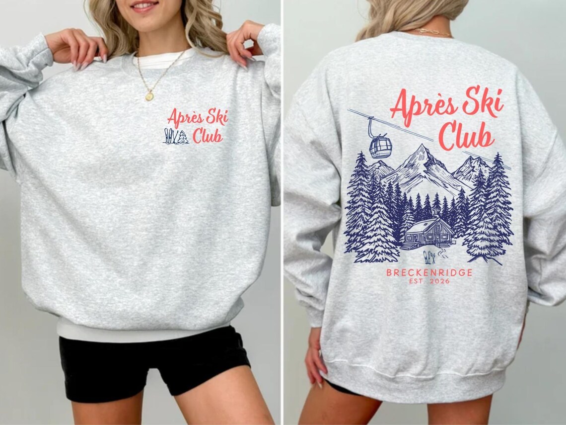 Custom Après Ski Club Sweatshirt, Personalized Ski Trip Sweater, Winter ...