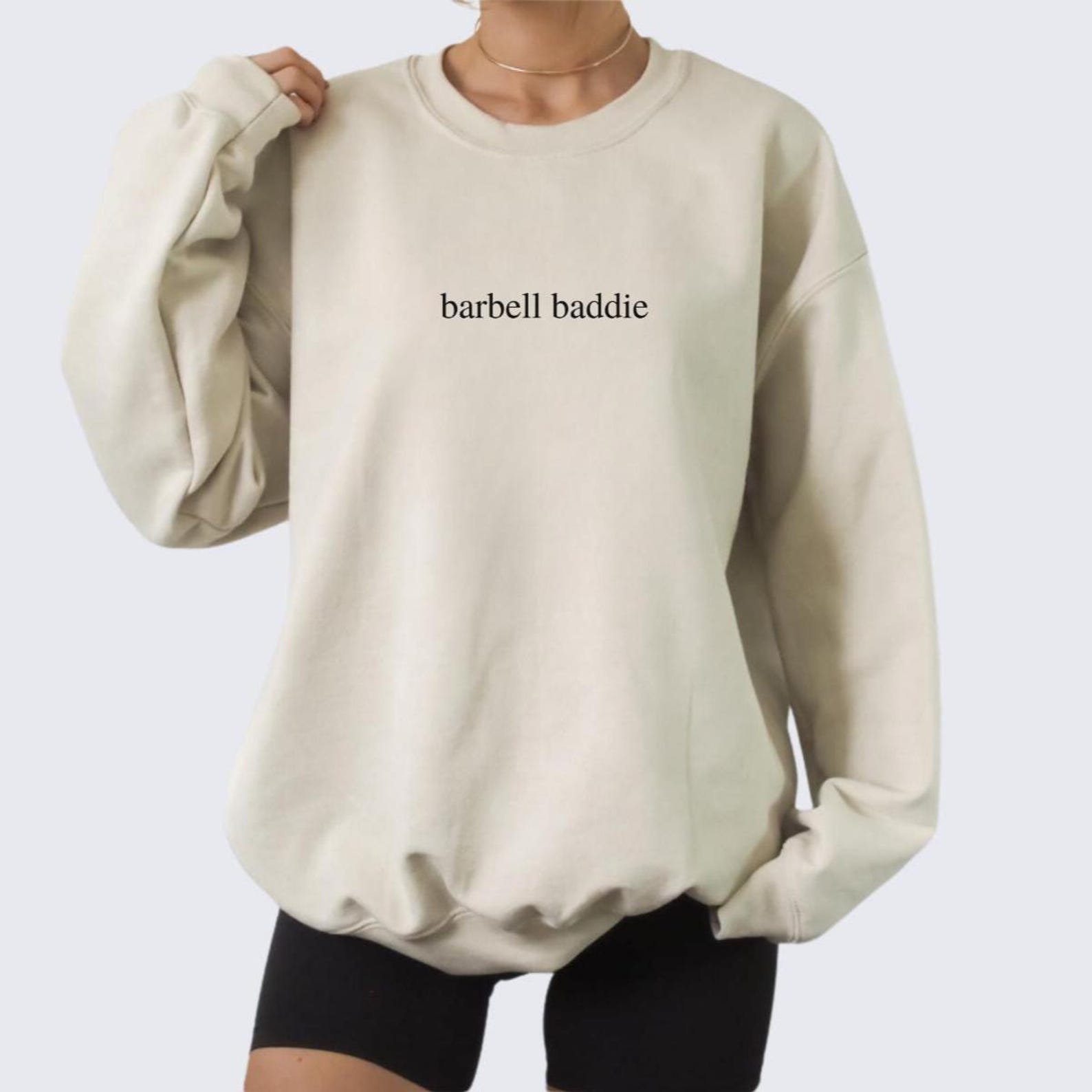 Barbell Baddie Sweatshirt: Oversized Gym Pump Cover, Workout Sweater ...