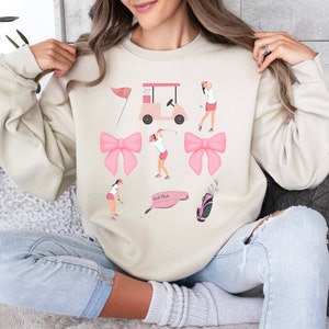 Ladies Golf Sweatshirt, Pink Golfing Sweater, Golf Crewneck for Women ...