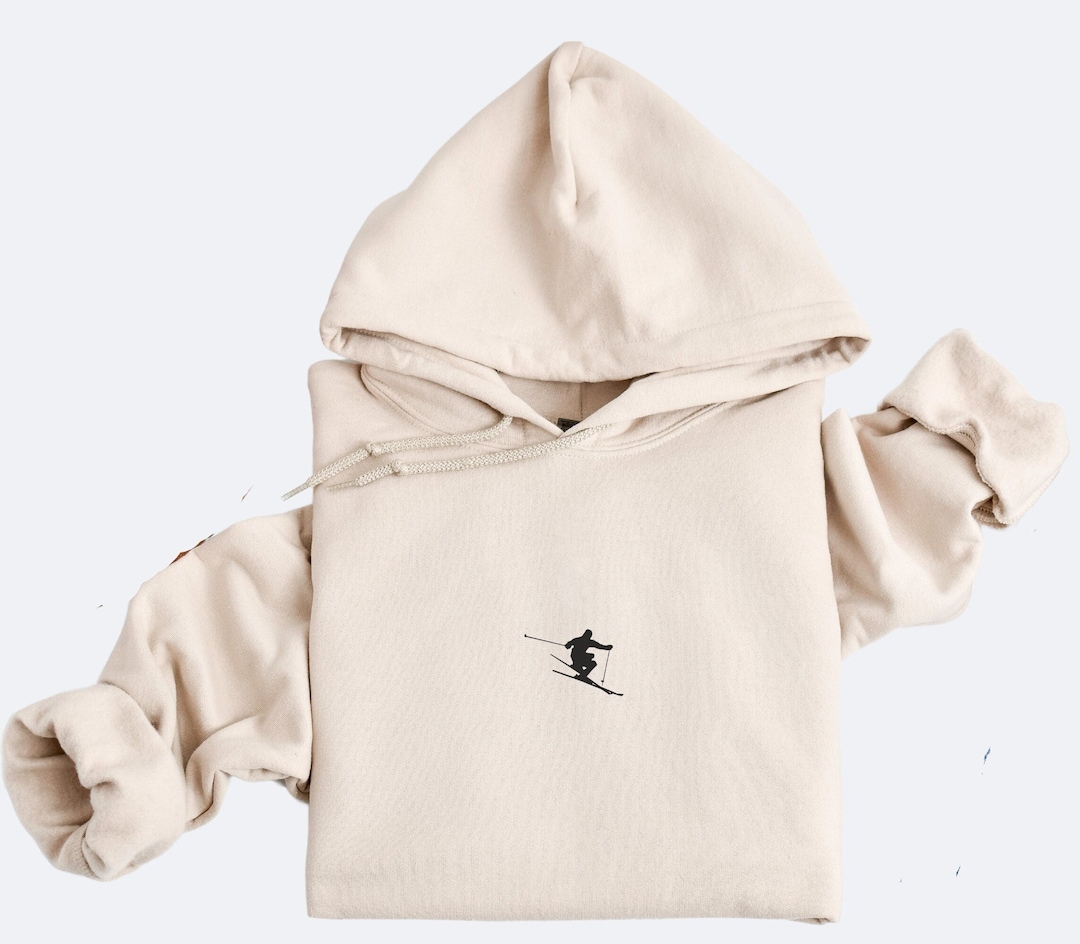 Skier Hoodie, Minimalist Skiing Apparel, Apres Ski Hoodie, Warm Winter ...