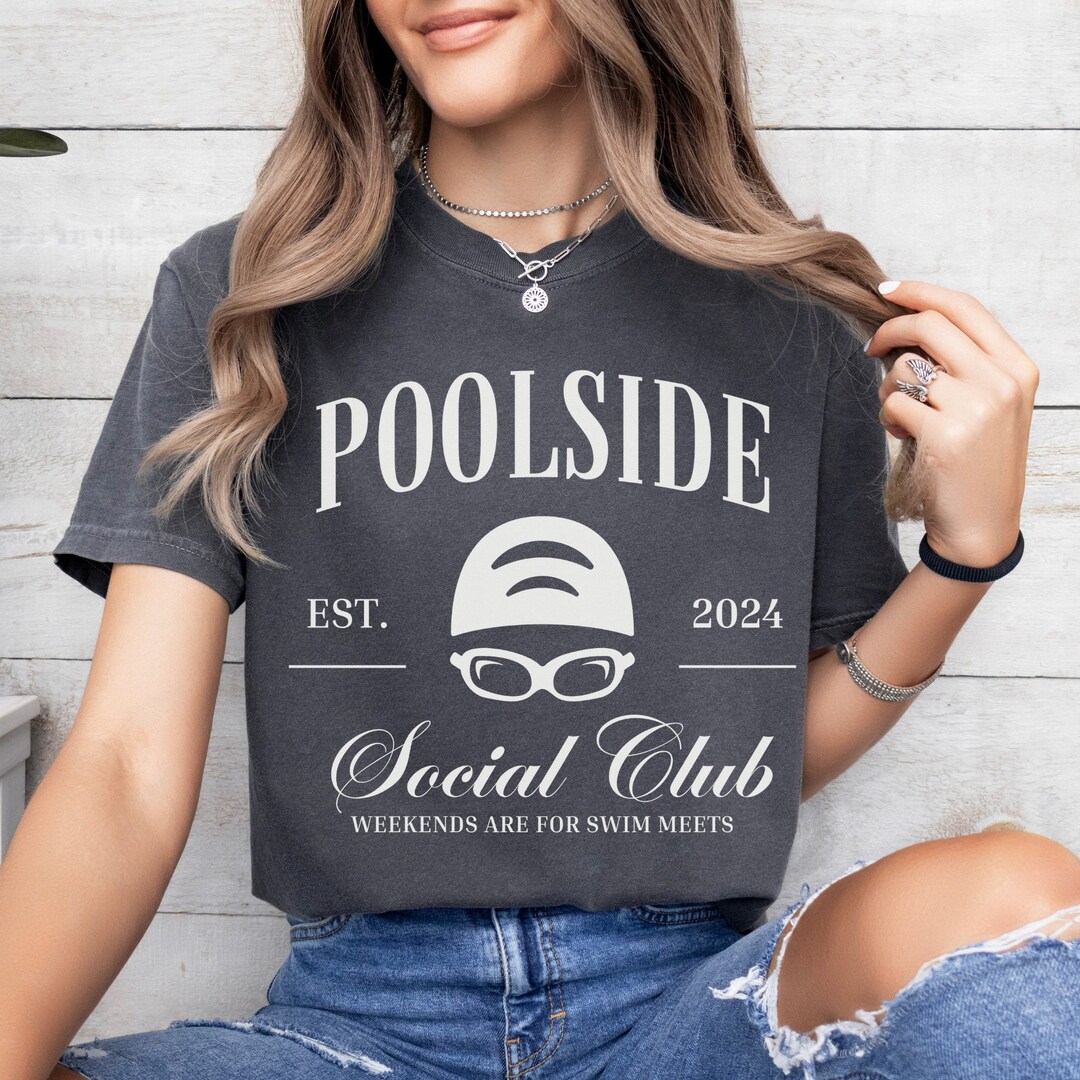 Poolside Social Club T-shirt, Custom Swim Mom Comfort Colors® Tee ...