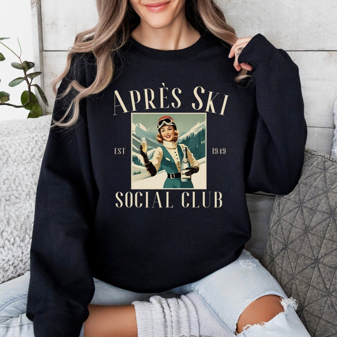 Apres Ski Social Club Sweatshirt, Skiing Crewneck, Apres Ski Sweater ...