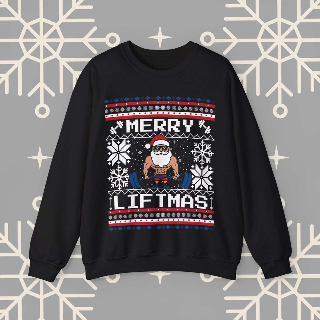 Suéter feo de Navidad Merry Liftmas, sudadera divertida de Navidad para ...