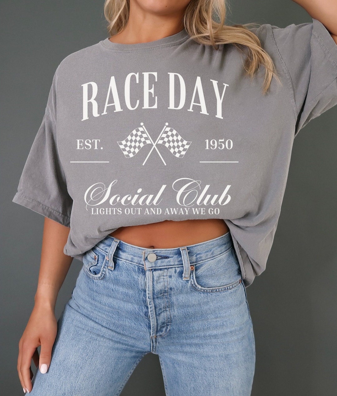 Race Day Social Club Comfort Colors® Tee, Checkered Flag Shirt, Sunday ...