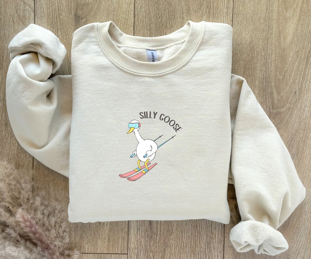 Ski Silly Goose Sweatshirt, Ski Sweatshirt Women, Retro Ski Sweater ...