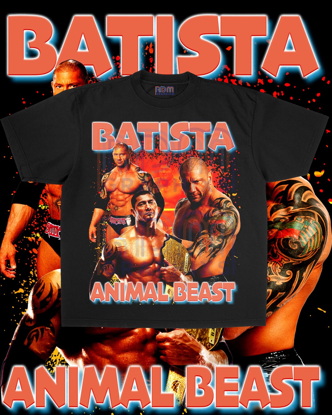Batista Shirt WWF Vintage Shirt Retro Tee Bootleg Style - Etsy