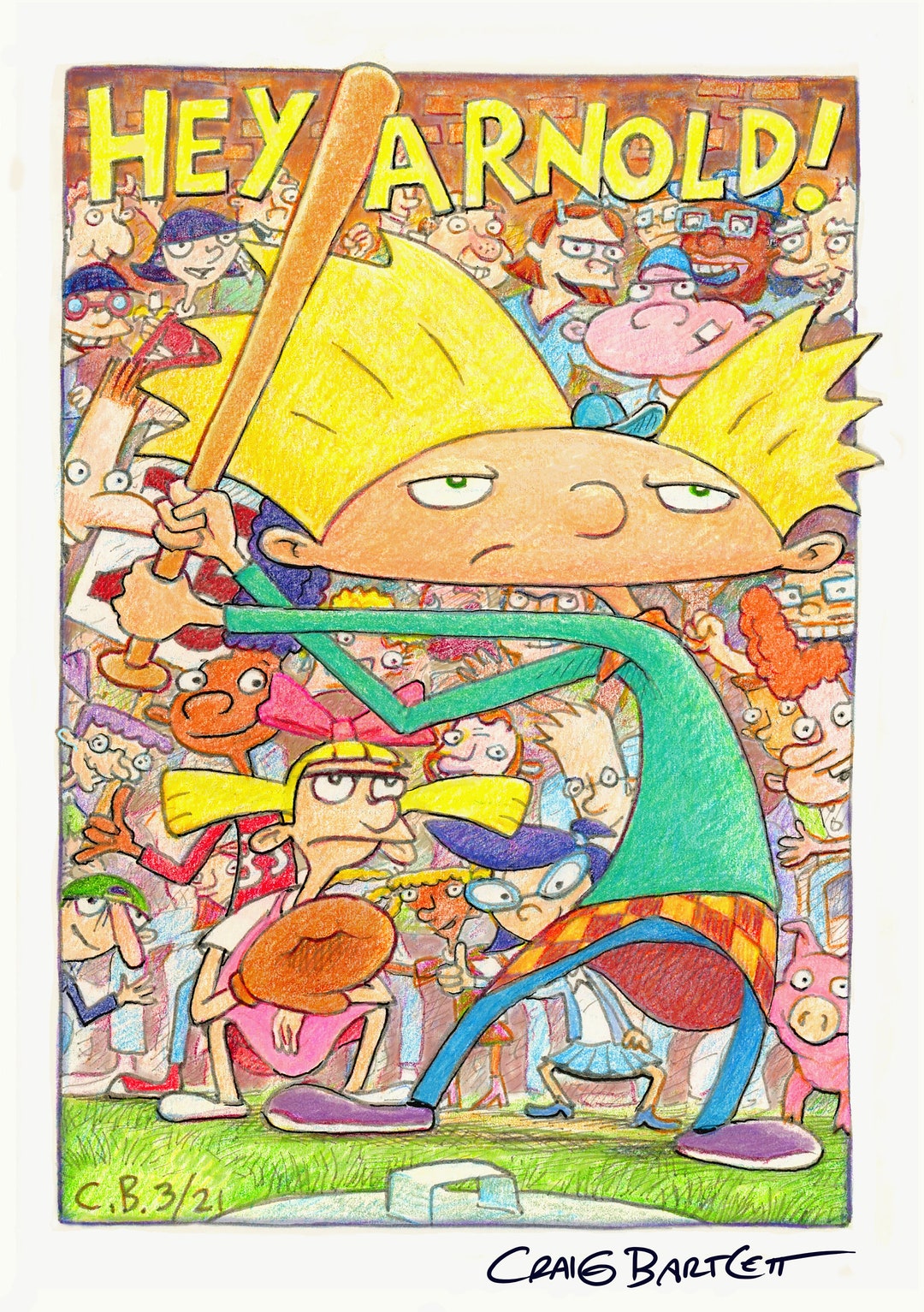 Arnold at Bat -- Digital Image by Hey Arnold Creator Craig Bartlett - Etsy