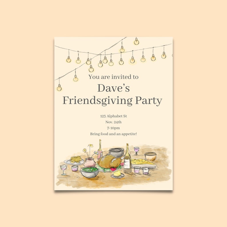 Editable Friendsgiving Party Invitation Thanksgiving Potluck - Etsy