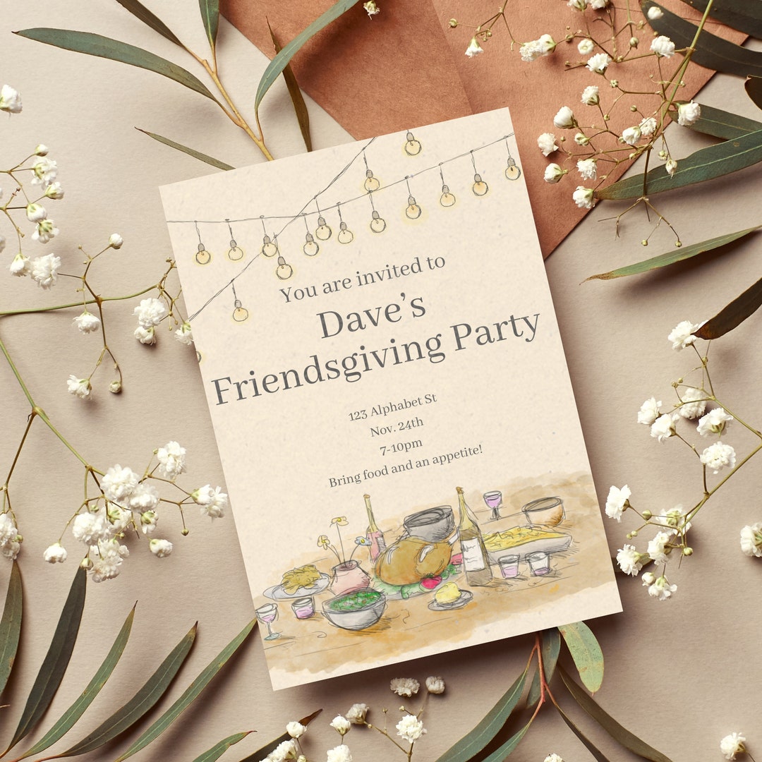 Editable Friendsgiving Party Invitation, Thanksgiving Potluck ...