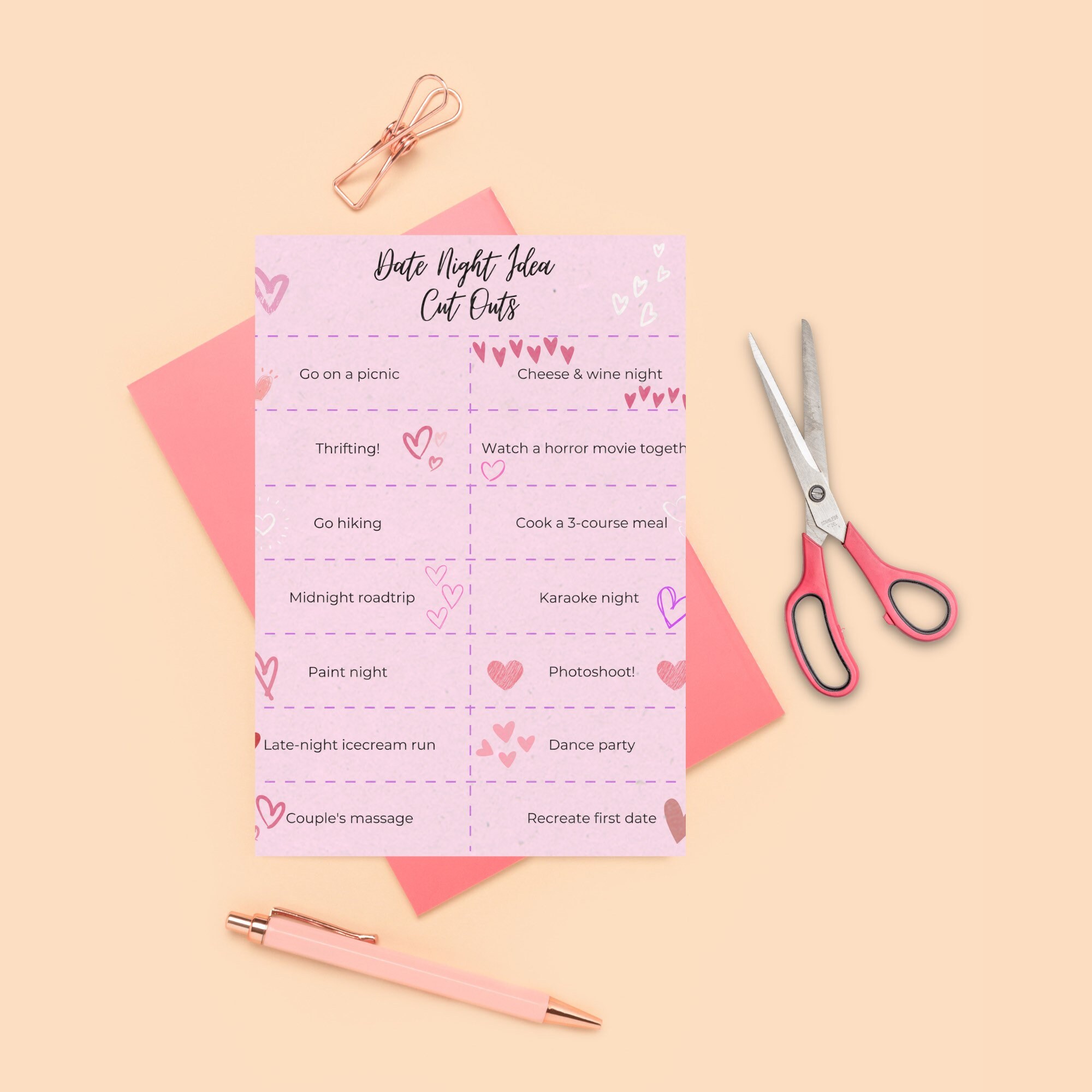 Date Night Idea Cut Outs, Editable Canva Template, Fun Date Idea List ...