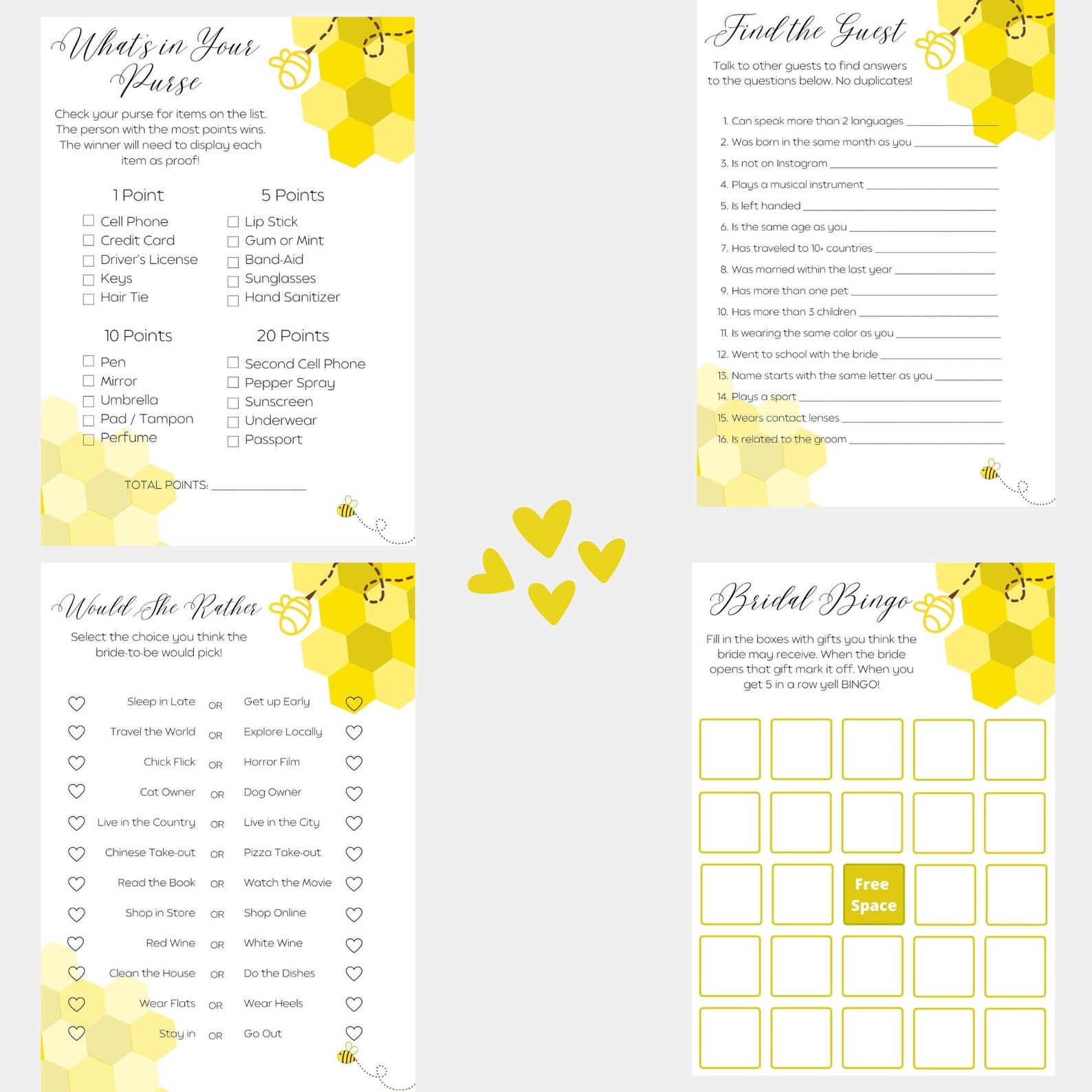 10 Bride to Bee Bridal Shower Games Digital Download - Etsy