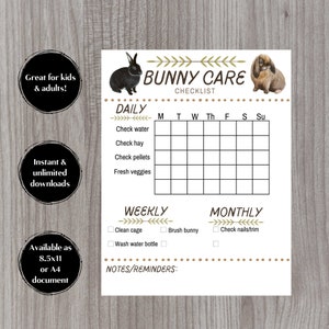 Bunny Rabbit Chore Chart Daily & Weekly Chore Chart for Kids Adults or ...