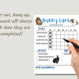 Bunny Chore Chart Printable for Kids or Petsitter | Printable Rabbit ...