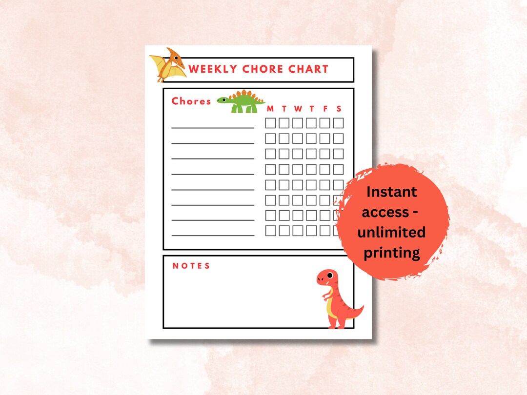 Kids Animal Chore Chart Blank Daily & Weekly Task Chart ...