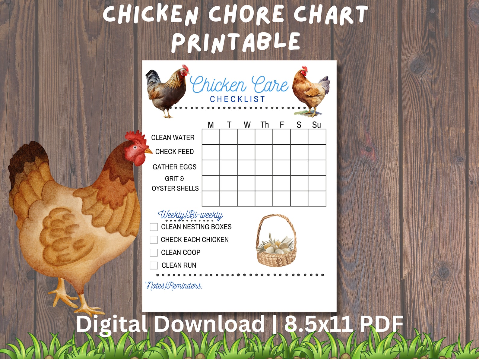 Chicken Chore List Hen Care Chart Task Printable Hen Care Instant ...