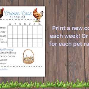 Chicken Chore List Hen Care Chart Task Printable Hen Care Instant ...