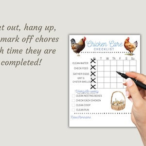 Chicken Chore List Hen Care Chart Task Printable Hen Care Instant ...