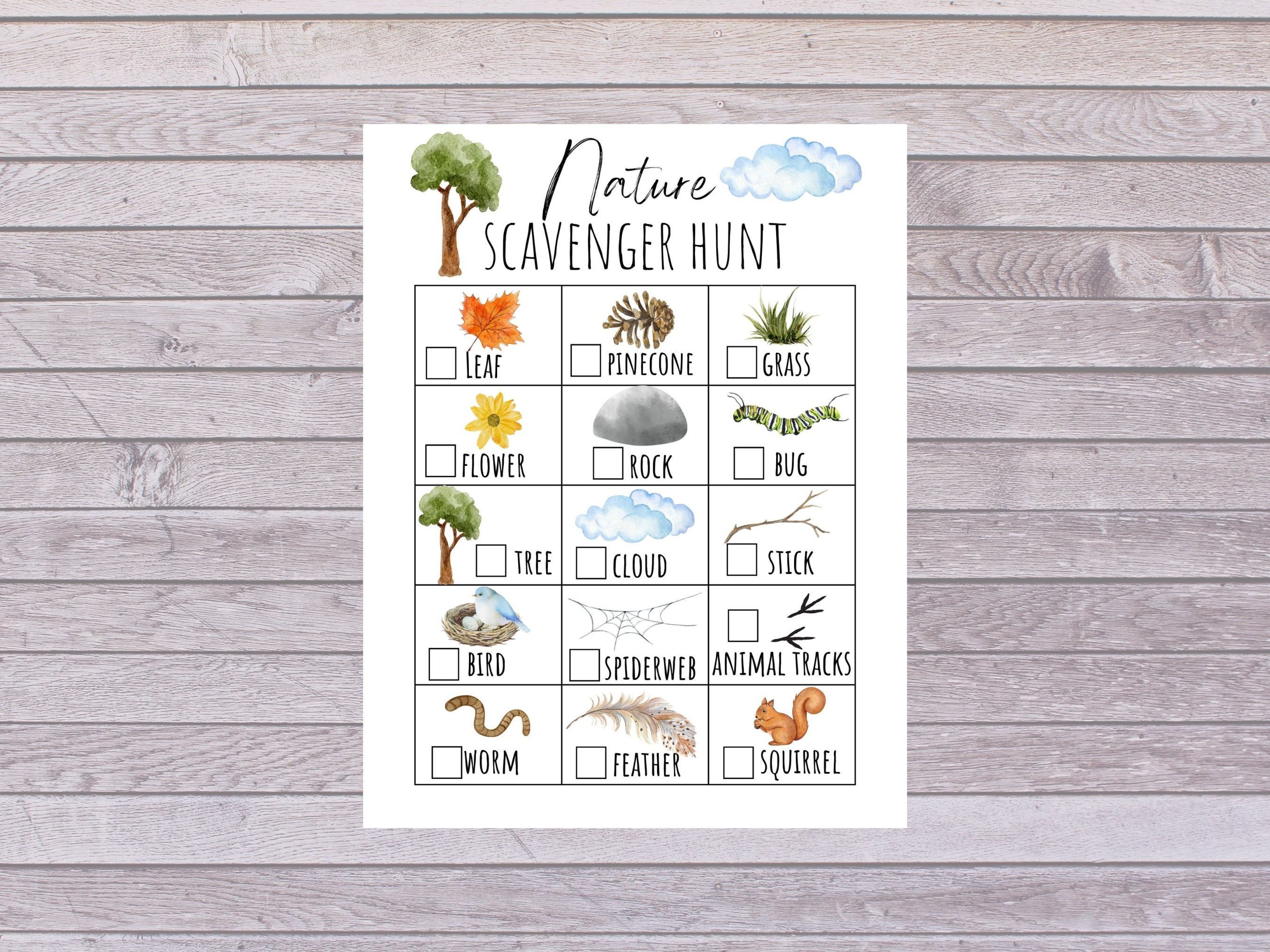 Kids Nature Scavenger Hunt, Family Outdoor Activity (digital Download ...