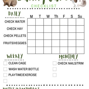 Kids Bunny Chore Chart - Easy Rabbit Care Organization for Kids, Adults ...