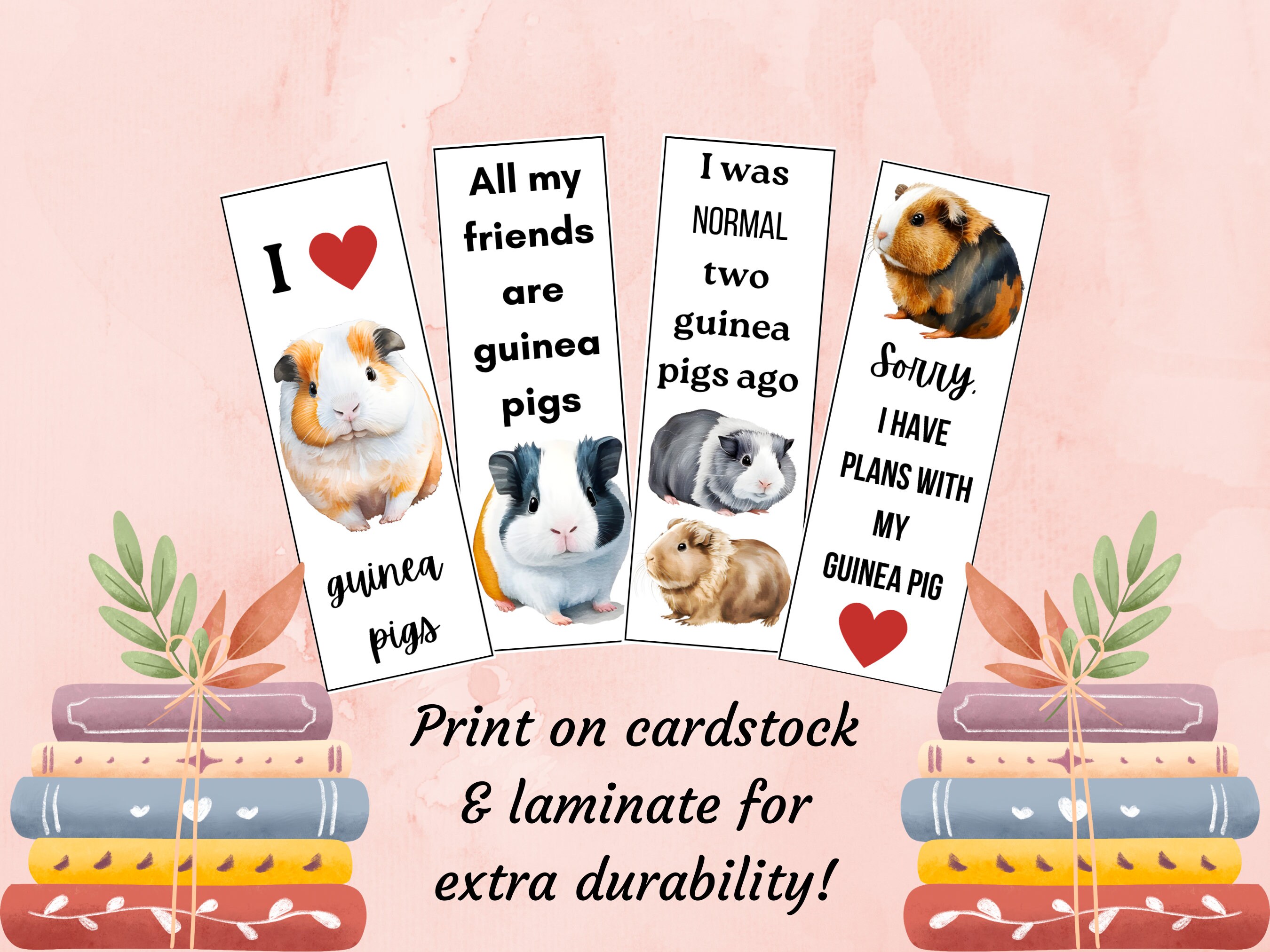 Guinea Pig Bookmark Set, Valentine's Day Gift (digital Download) - Etsy