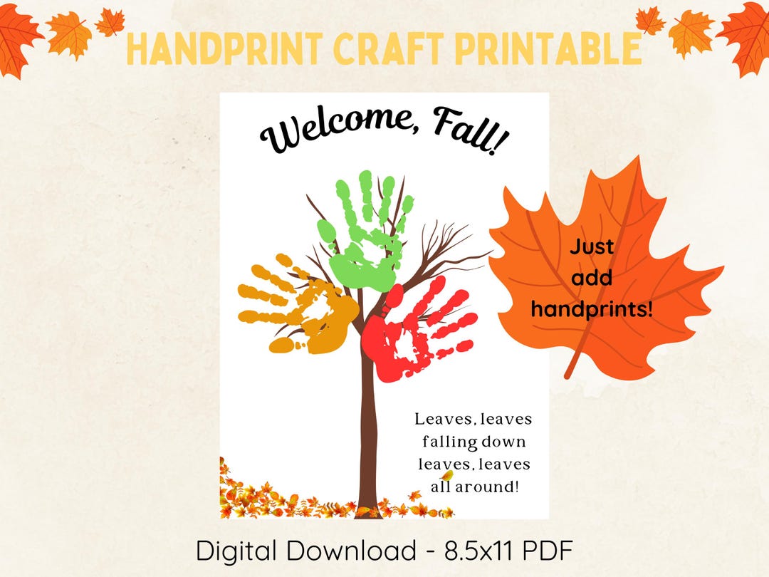 Welcome Fall Handprint Tree Craft, Kids Activity Printable (PDF) - Etsy