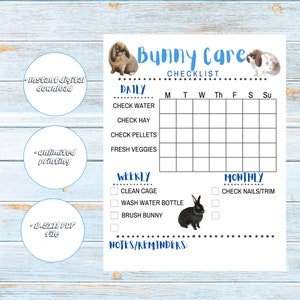 Bunny Chore Chart Printable for Kids or Petsitter | Printable Rabbit ...