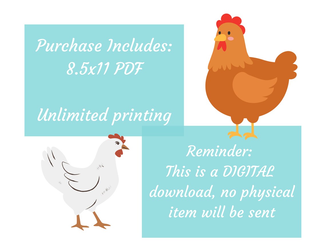 Chicken Chore List Hen Care Chart Task Printable Hen Care Instant ...