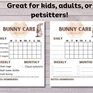 Bunny Rabbit Chore Chart Two Version Blank/prefilled Daily & Weekly ...