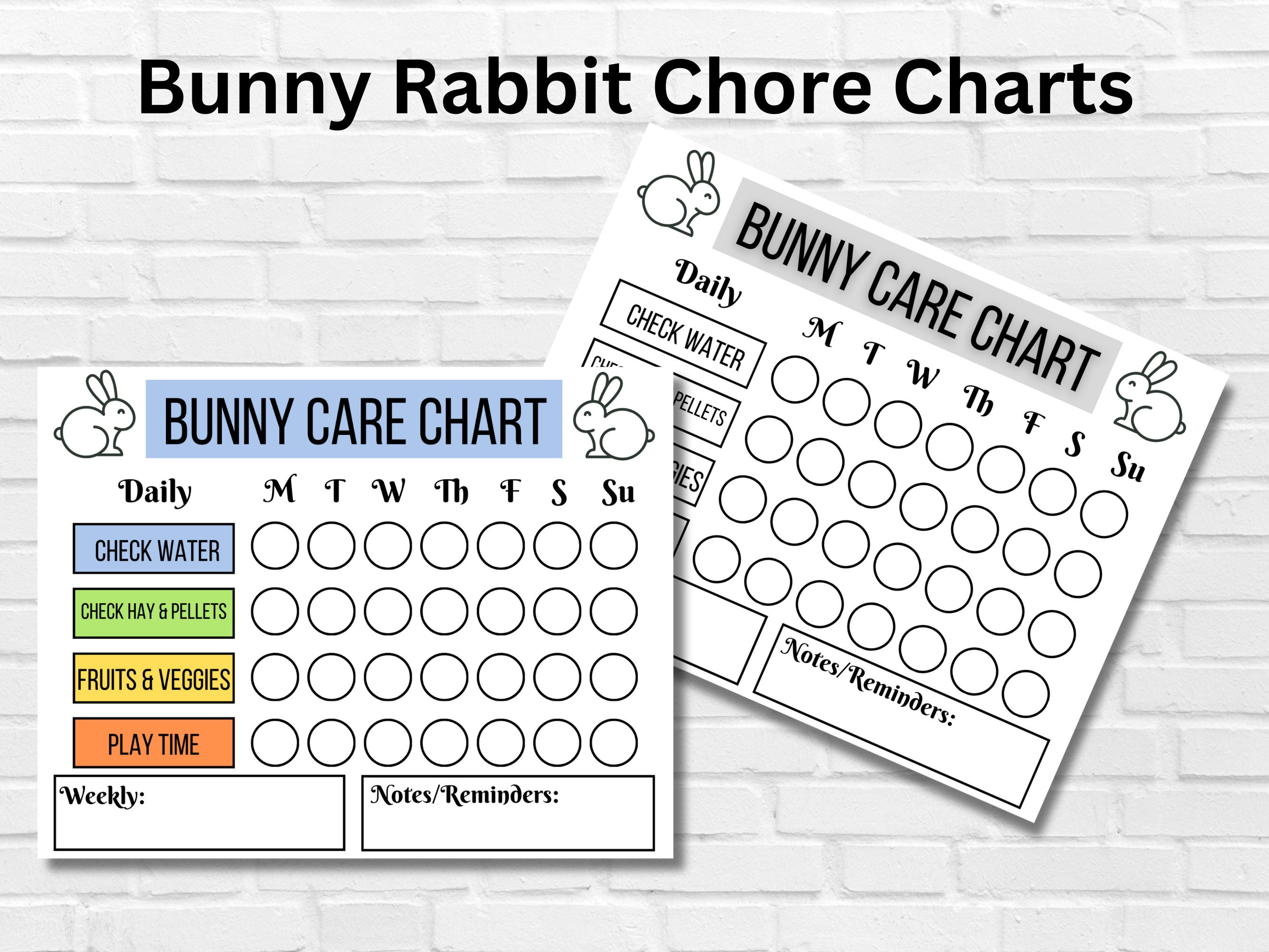 Rabbit Chore Chart Printable Teach Kids to Care for Bunny Great for ...