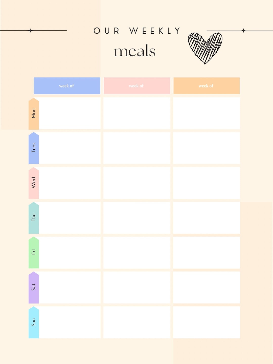 3 Week Meal Plan Sheet - Etsy