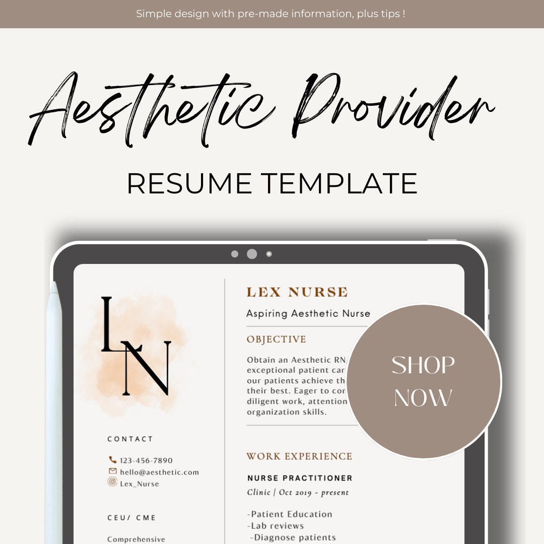 Aesthetic Nurse Resume, Nurse Resume Template, Nurse Injector Resume ...