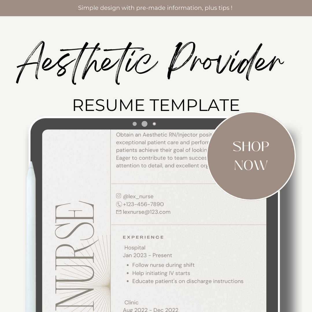 Aesthetic Nurse Inject Resume Template. Minimalist Template, Nurse ...