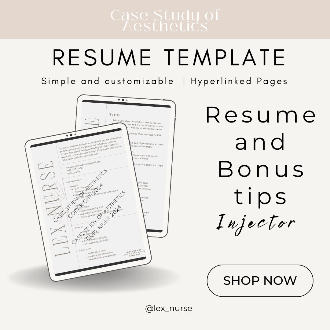 Aesthetic Nurse Inject Resume Template. Minimalist Template, Nurse ...